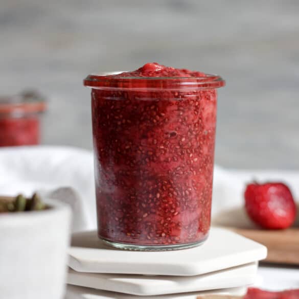 Easy 4 Ingredient Strawberry Chia Seed Jam | Baked Abundance