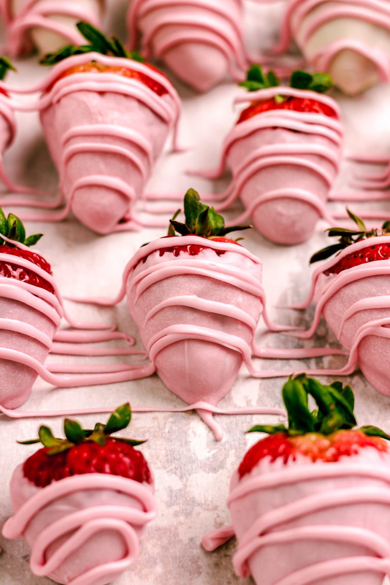 Pink Chocolate Covered Strawberries Recipe | Baked Abundance